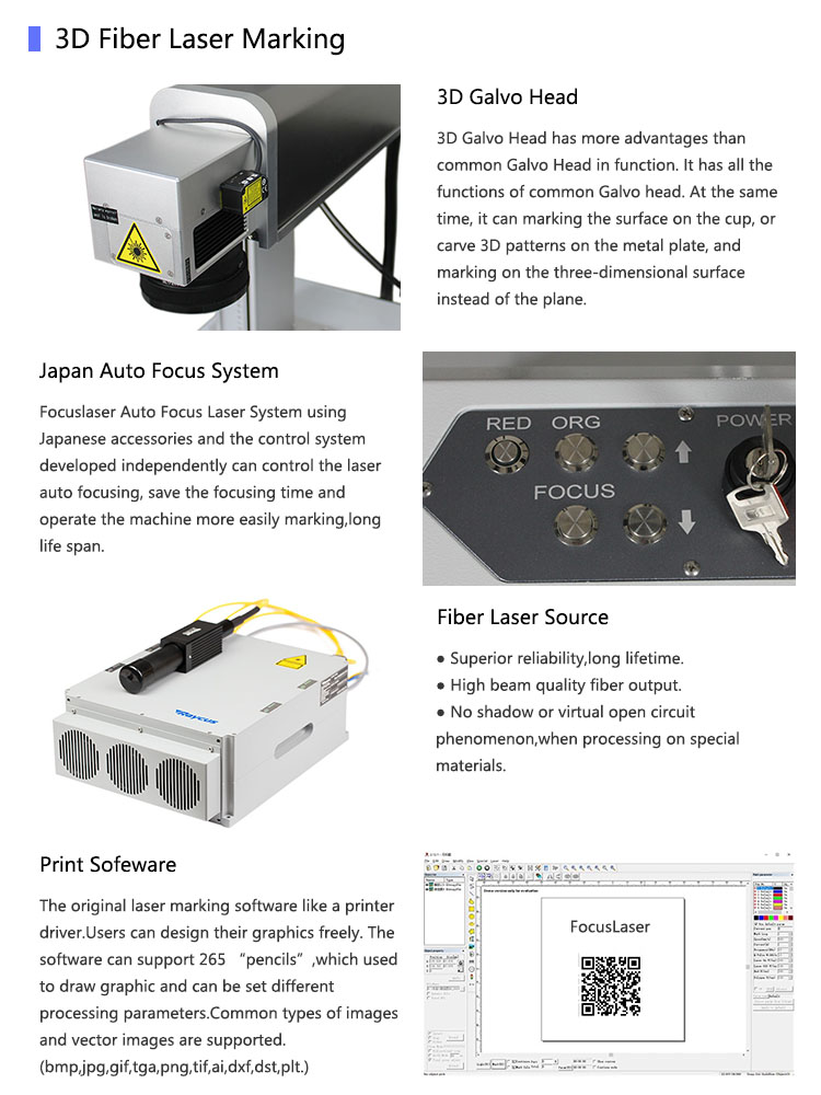 Focuslaser 30w Auto Focus 3D Fiber Laser Marking Machine | FOCUSLASER